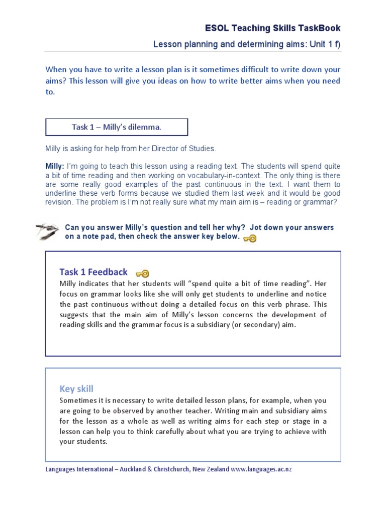 Lesson Planning and Determining Aims | PDF | English As A Second Or ...
