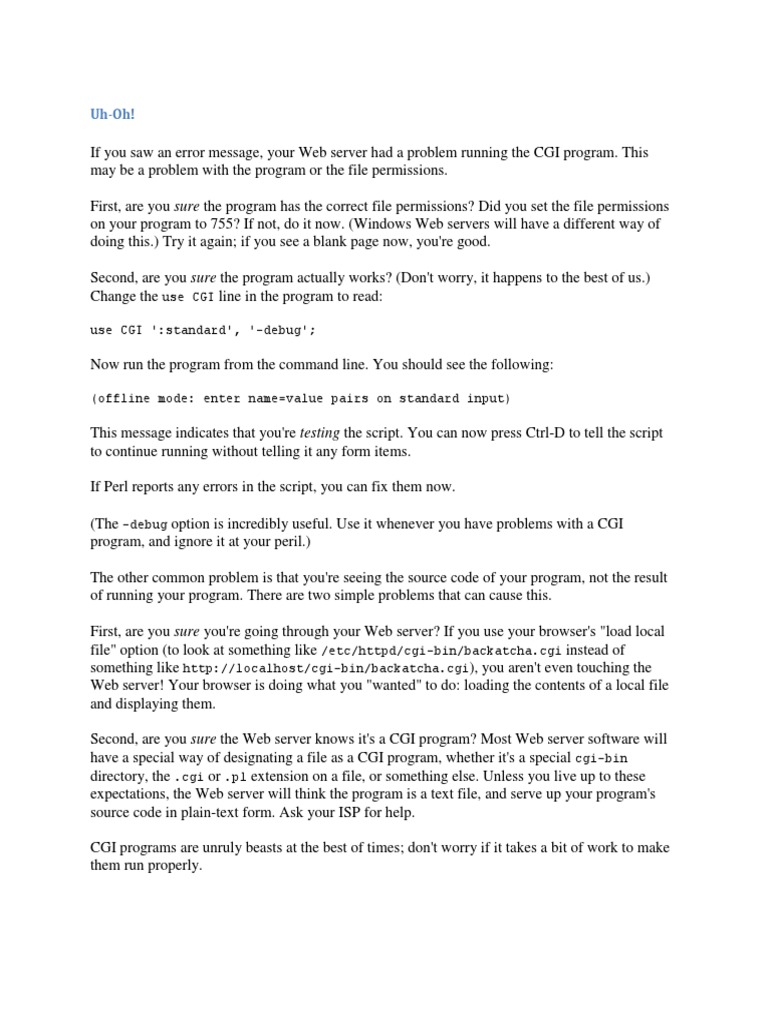 Uh-Oh! Web server error message document | PDF | Web Server | Internet ...