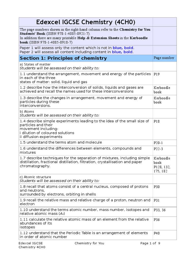 Edexcel IGCSE Chemistry Revision Guide | PDF | Ionic Bonding | Chemical ...