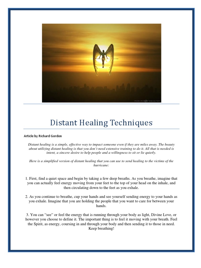 Distant Healing Techniques Explained | PDF | Prayer | Breathing