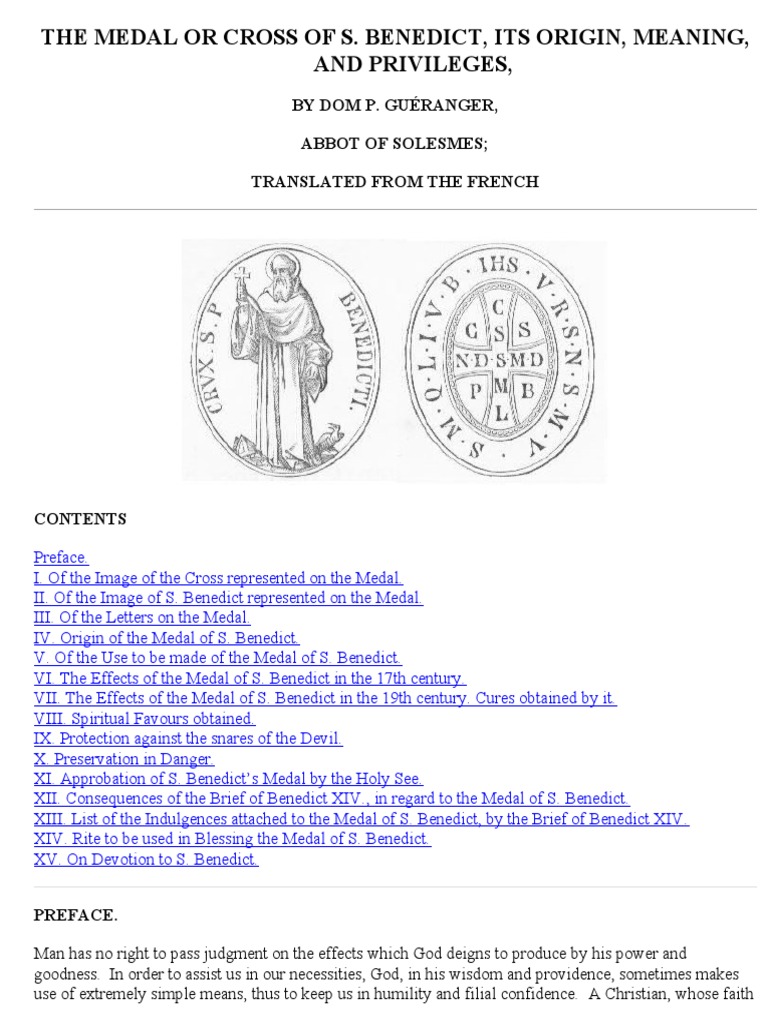The Medal or Cross of St. Benedict | PDF | Order Of Saint Benedict | Jesus