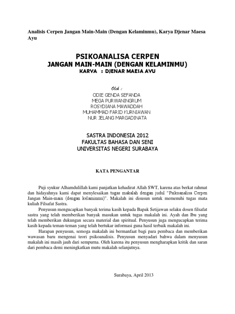 Analisis Cerpen Jangan Main | PDF | Pengembangan Diri