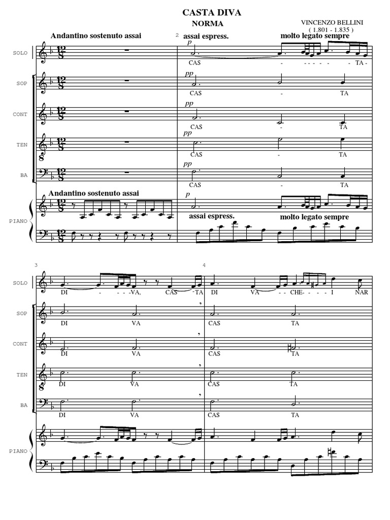 Casta Diva Bellini | PDF | Musica italiana | Ópera