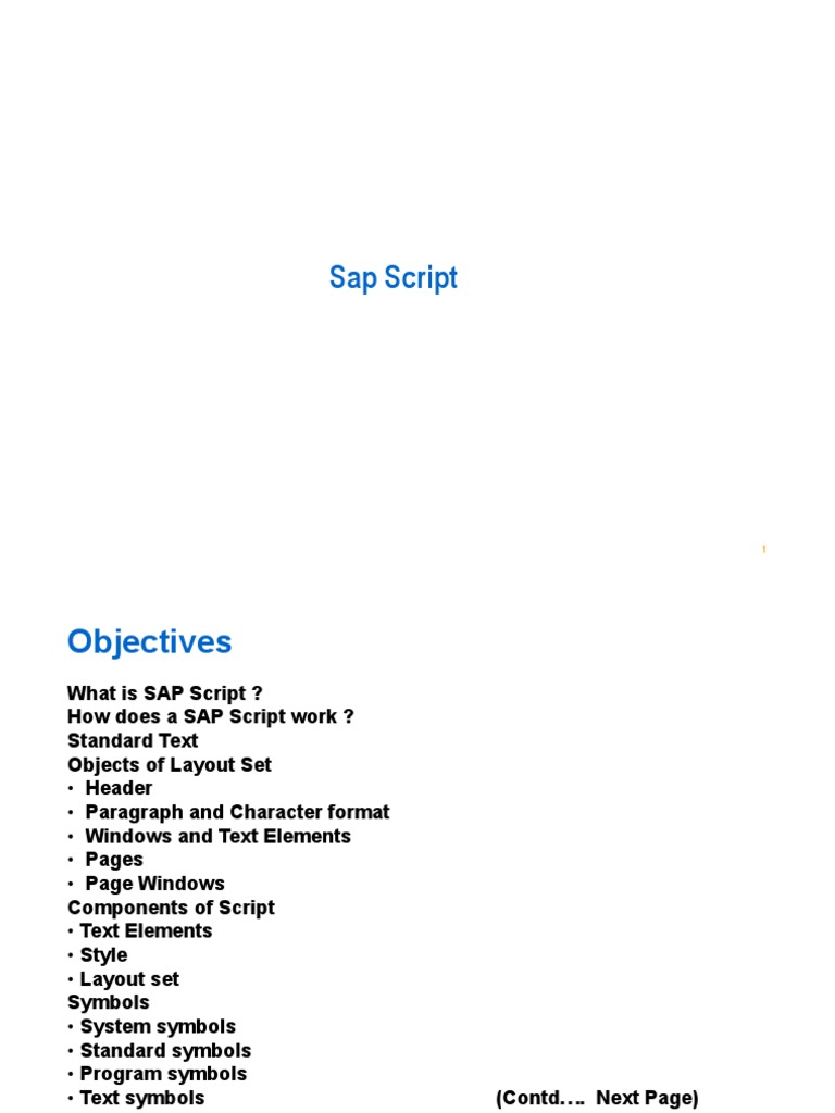 SAP Script: Components & Functions | PDF | Page Layout | Scripting Language