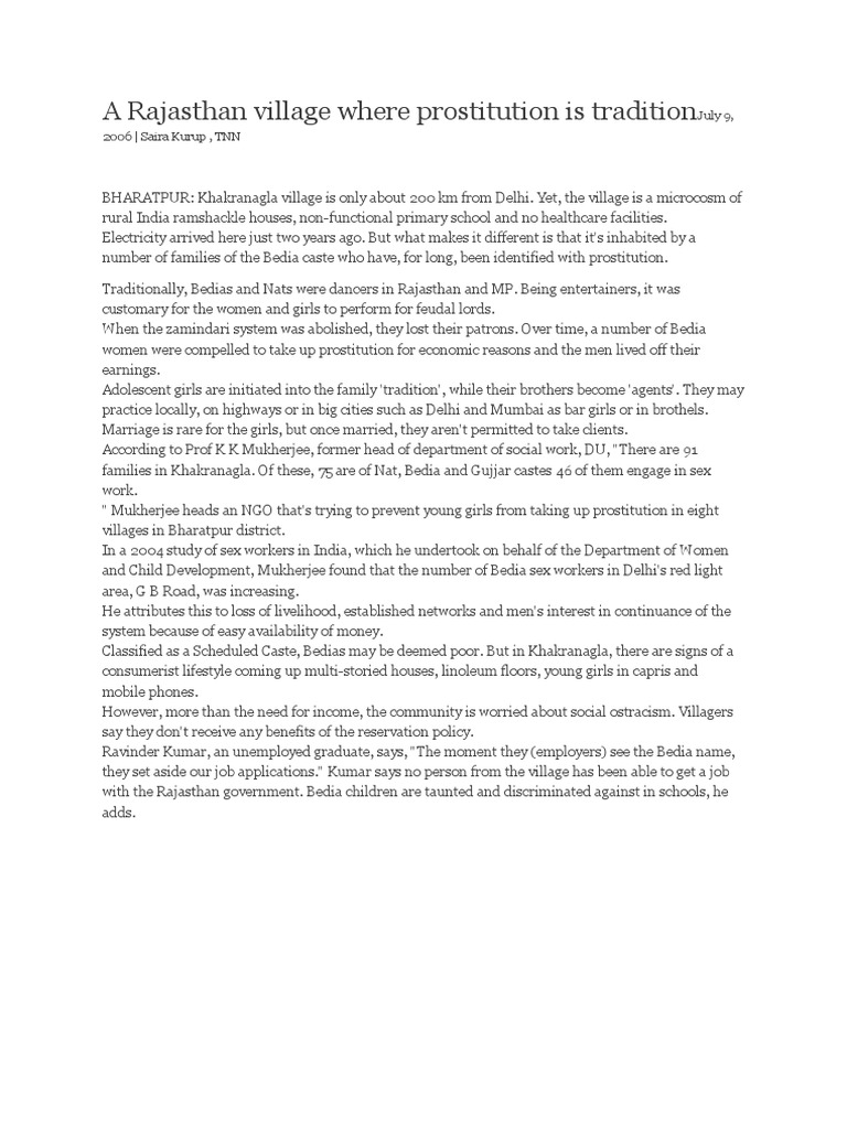 Rajasthan's Bedia: Tradition & Survival | PDF | Prostitution | Social ...