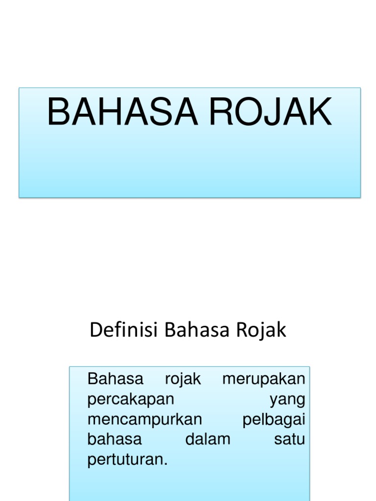 Bahasa Rojak | PDF | Seni & Disiplin Bahasa