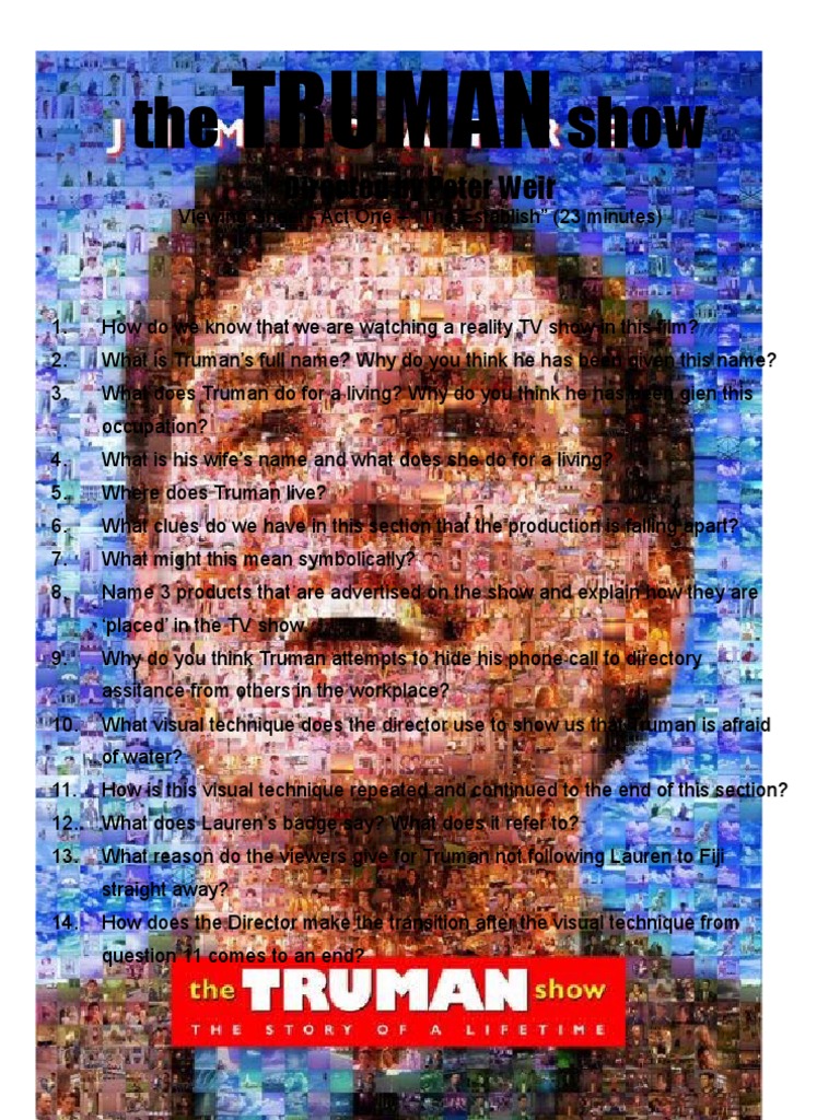 Truman Show Viewing Sheets - 3 Acts | PDF | Leisure