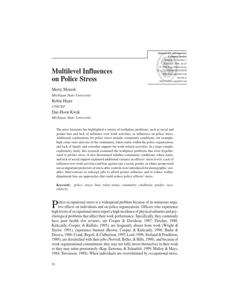 Police Stress | PDF | Occupational Stress | Stress (Biology)