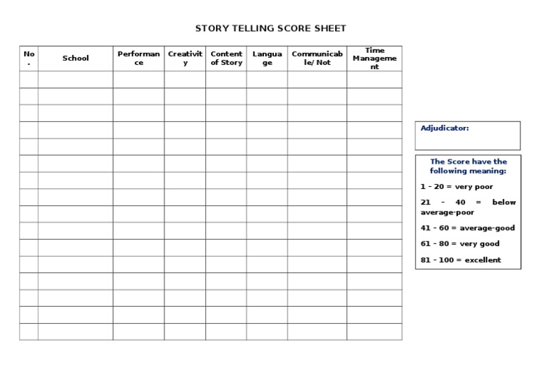 Story Telling Score Sheet | PDF