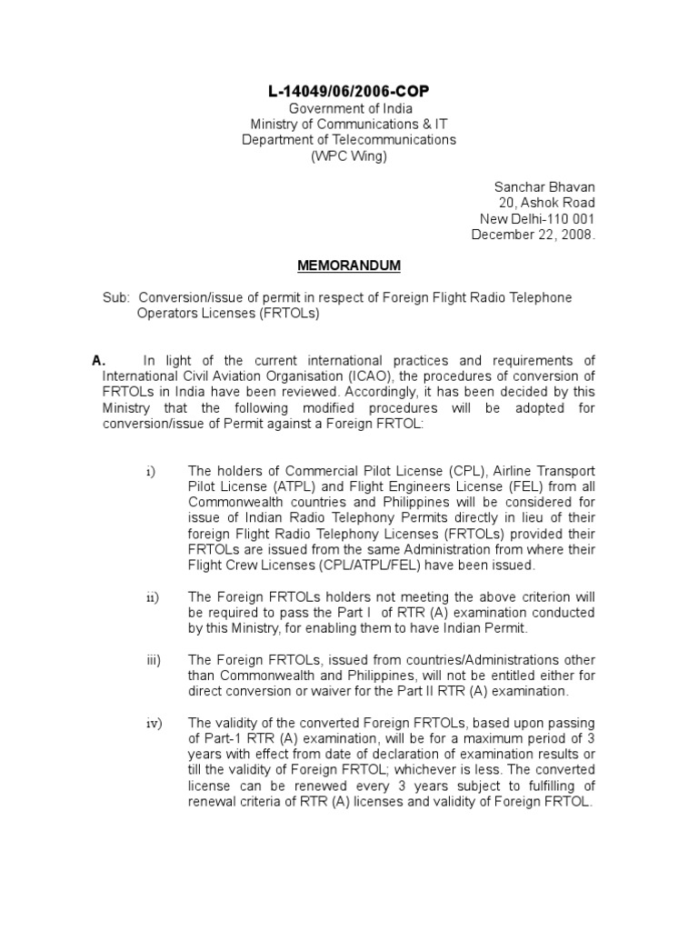 DGCA FOREIGN FRTO APPLICATION FORM-www - Victortango.in | PDF | Banks | License