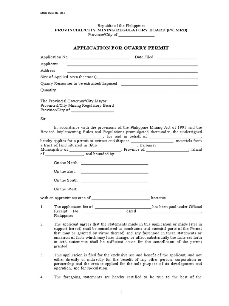 Quarrying Permit Sample | PDF | Affidavit | Public Law