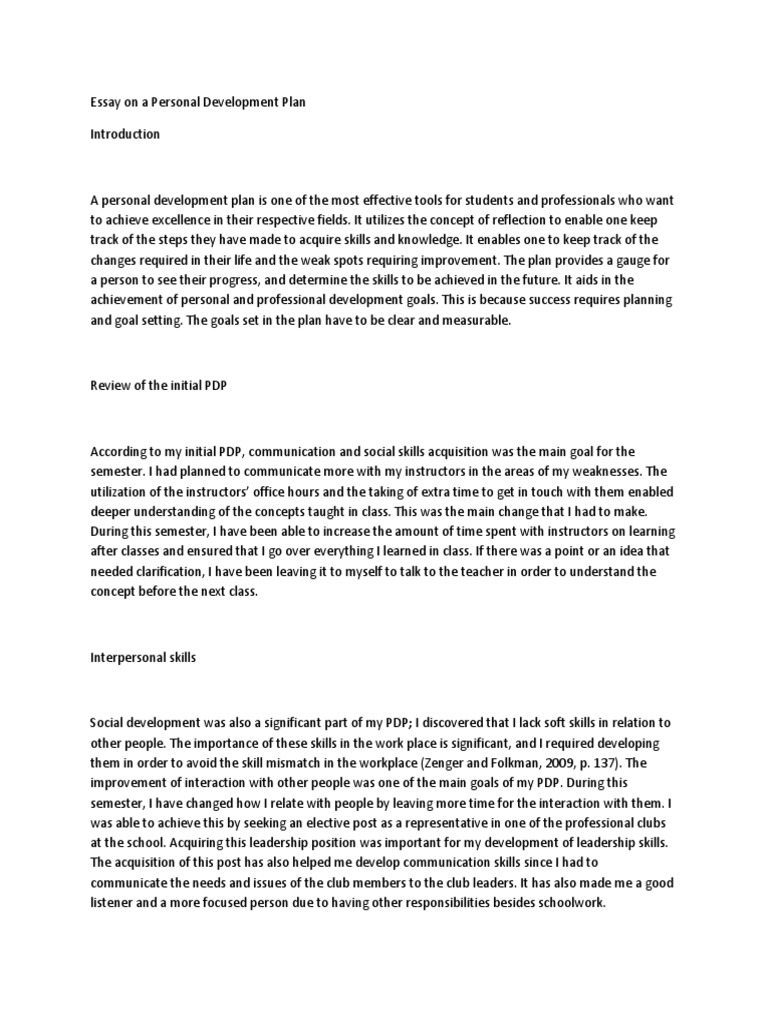 Essay On A Personal Development Plan | PDF | Goal | Personal Development
