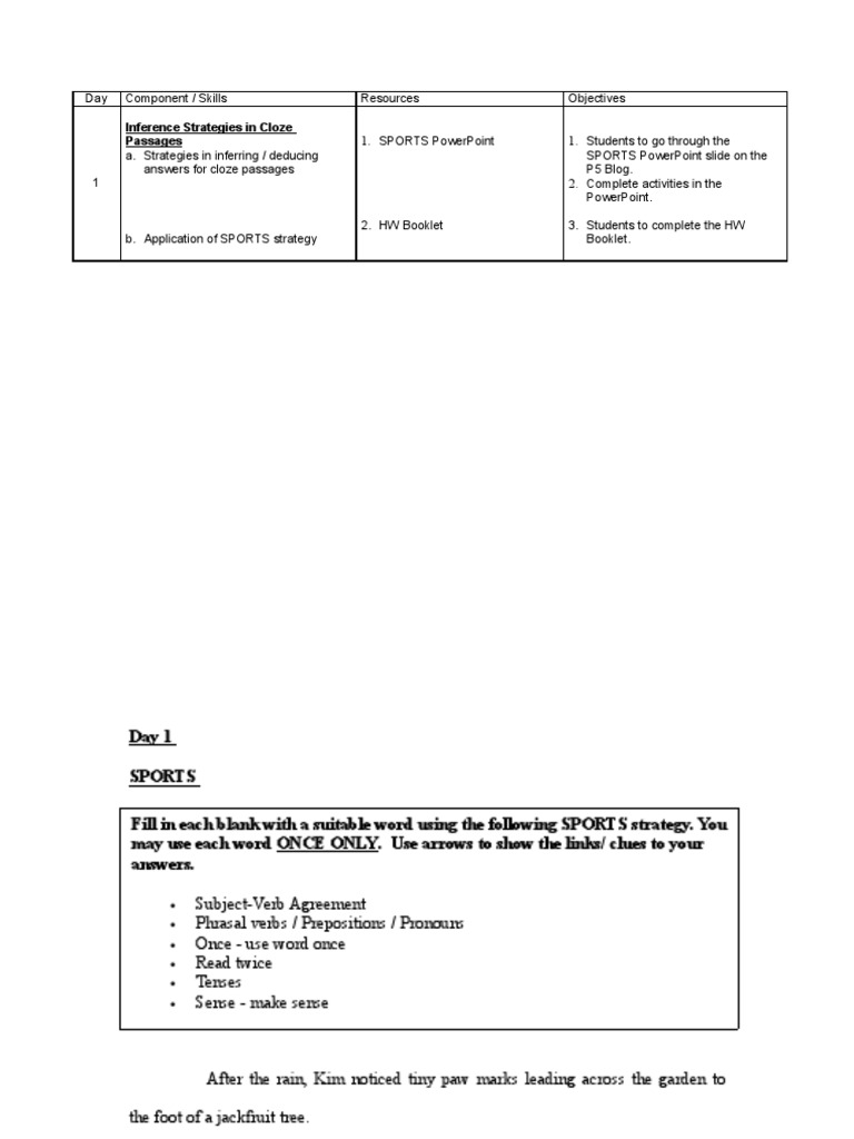 Lesson Plan and Worksheets | PDF | Verb | Grammar