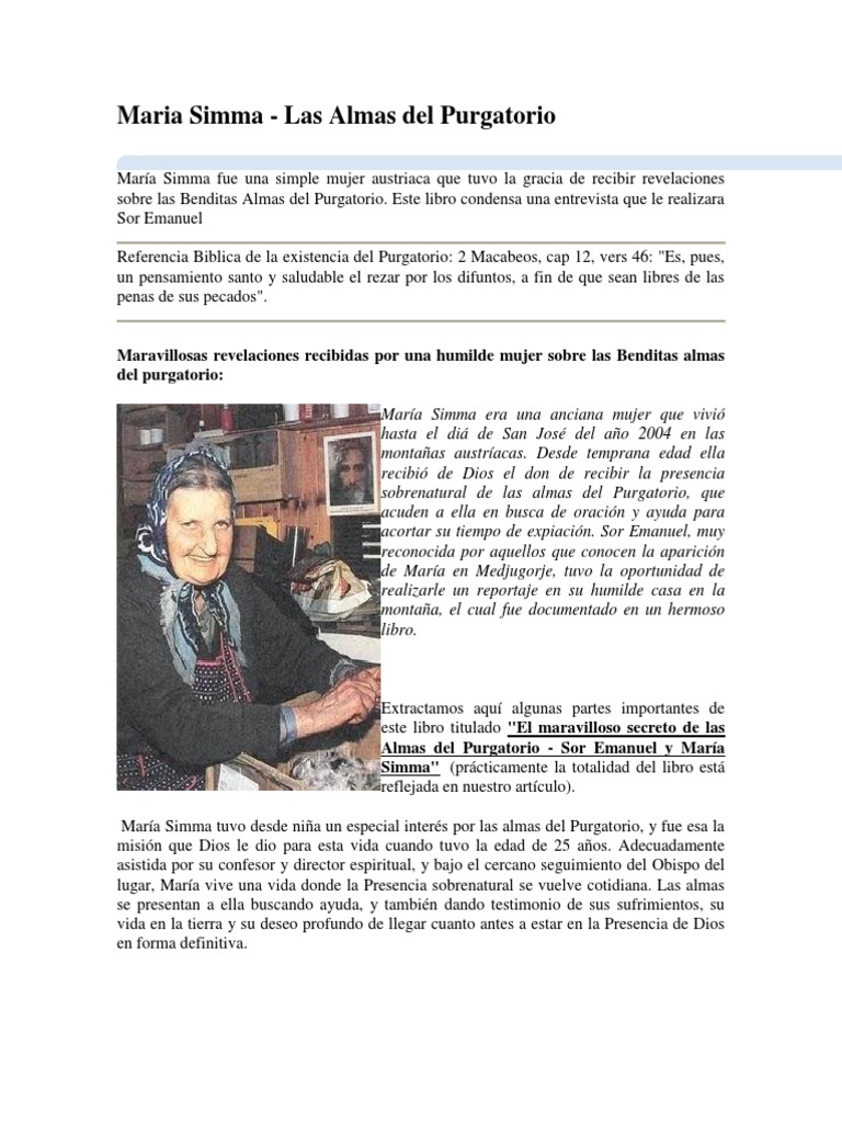 Maria Simma - Almas Del Purgatorio | PDF | Purgatorio | María, madre de ...