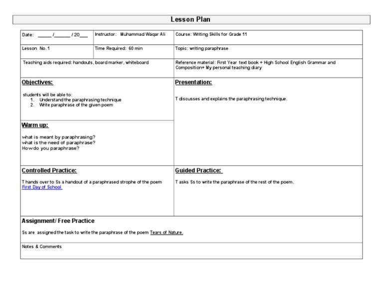 Lesson - 6. Paraphrase Writing | PDF