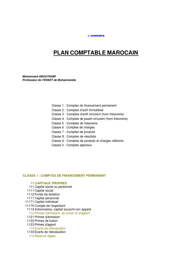 Plan Comptable Marocain | PDF | Immobilisations | Dépréciation