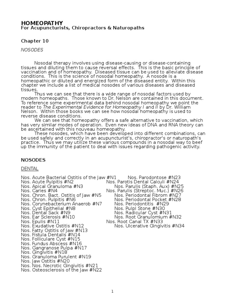 NOSODES | Homeopathy | Vaccines