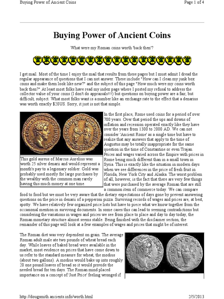 Ancient Roman Coin Values | PDF | Former Empires Of Europe | Coins