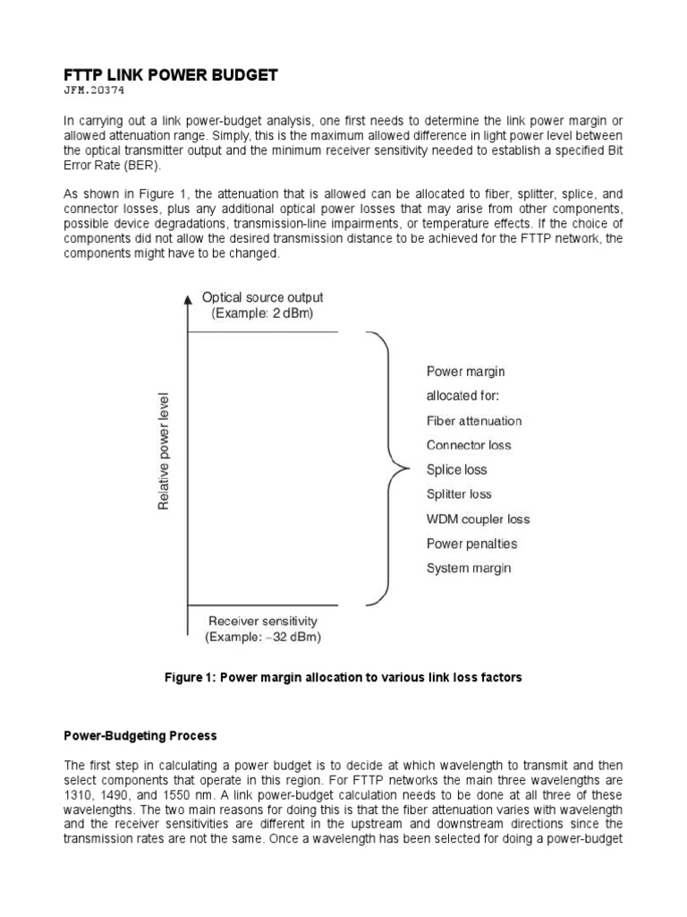 FTTP Power Budget-JFM | PDF | Optical Fiber | Attenuation