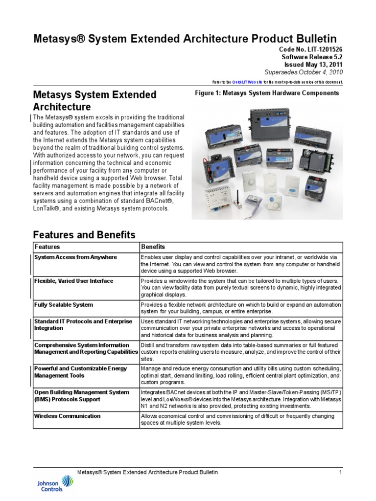 Metasys® System Extended Architecture Product Bulletin | PDF | Internet ...