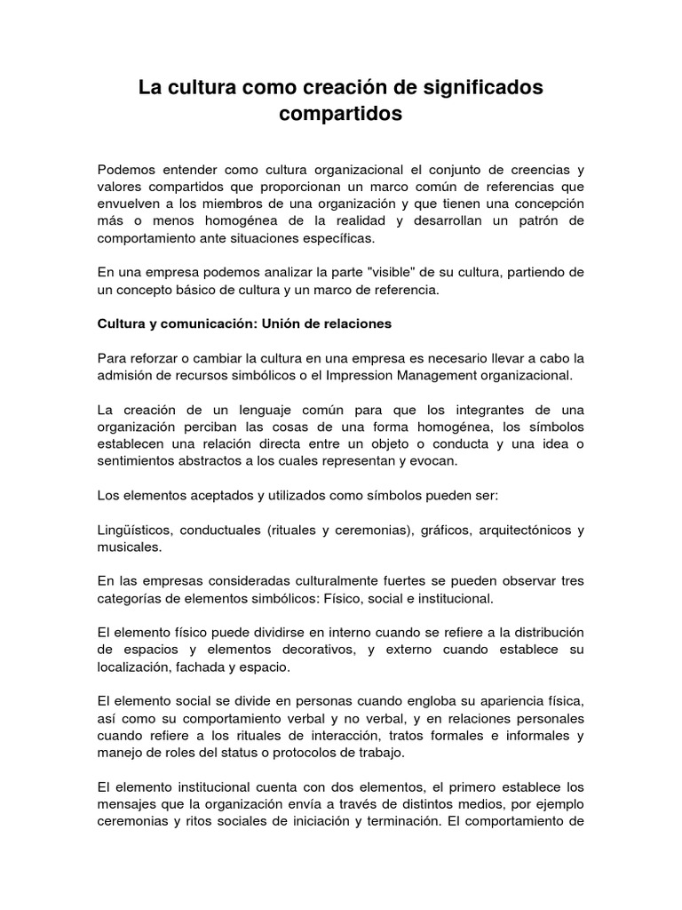 La Cultura Como Creación de Significados Compartidos | PDF | Ciencias ...