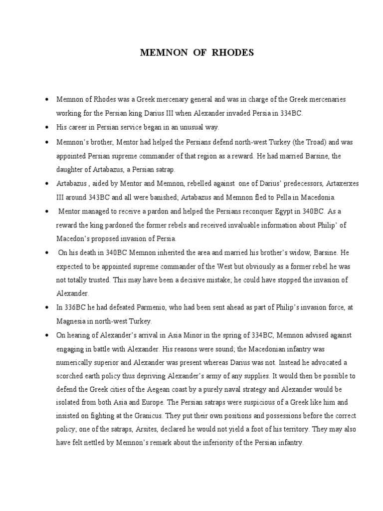 Memnon of Rhodes | PDF | Achaemenid Empire | Macedonia (Ancient Kingdom)