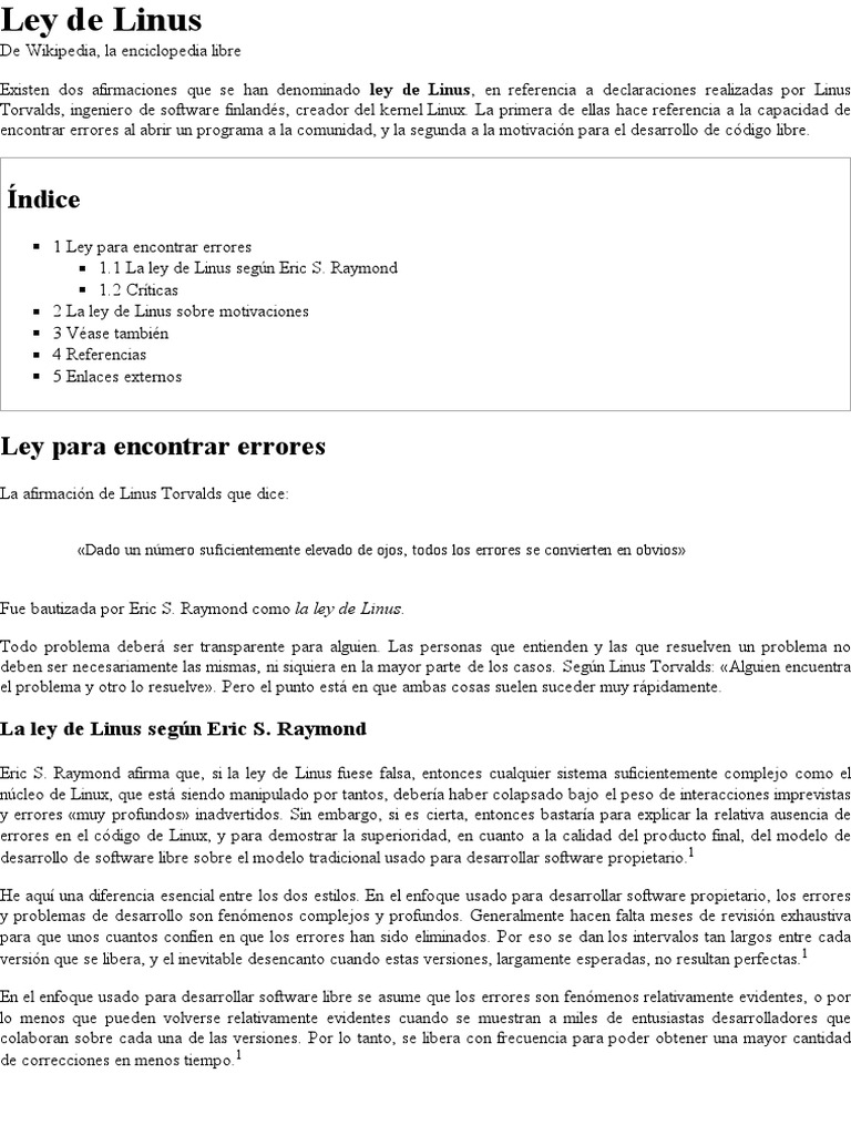 Ley de Linus - Wikipedia, La Enciclopedia Libre | PDF | Contenido libre ...