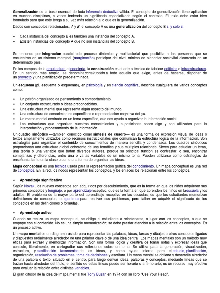 Generalización | PDF | Concepto | Ciencia cognitiva