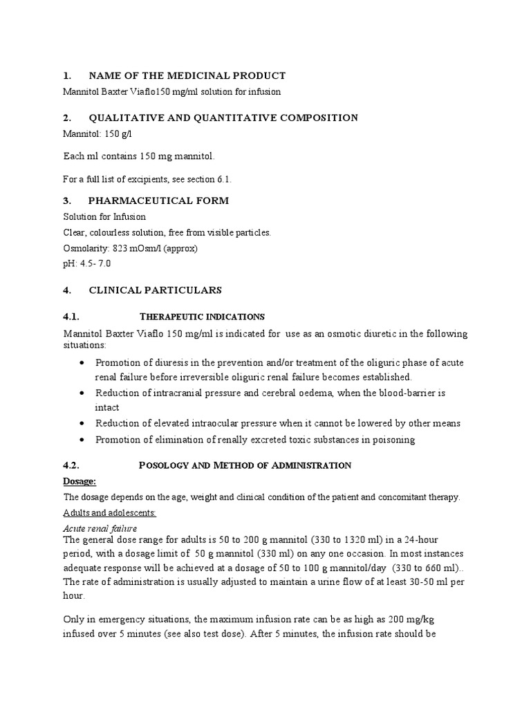 Mannitol Baxter Viaflo Sol F Inf ENG | PDF | Intravenous Therapy ...