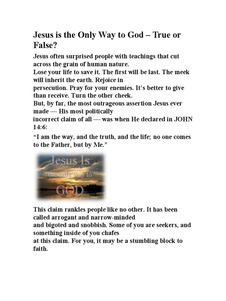 Jesus Is The Only Way To God | PDF | Jesus | God
