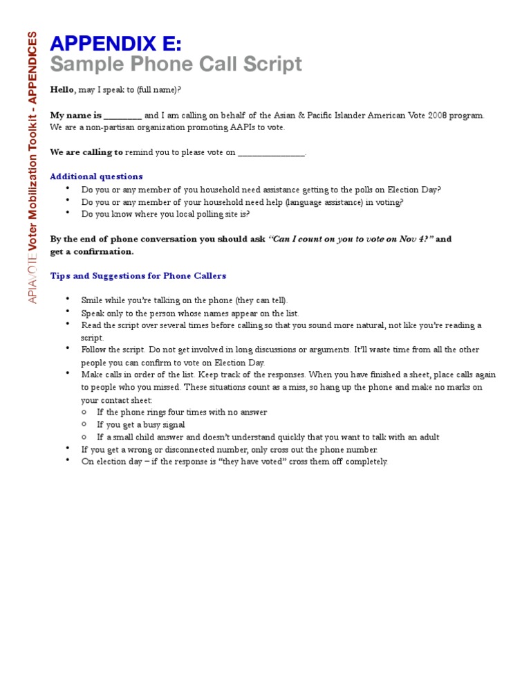 Sample Phone Call Script | PDF | Telephone | Communication