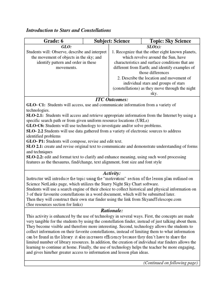Teched Scholarlysearch | PDF | Sky | Lesson Plan