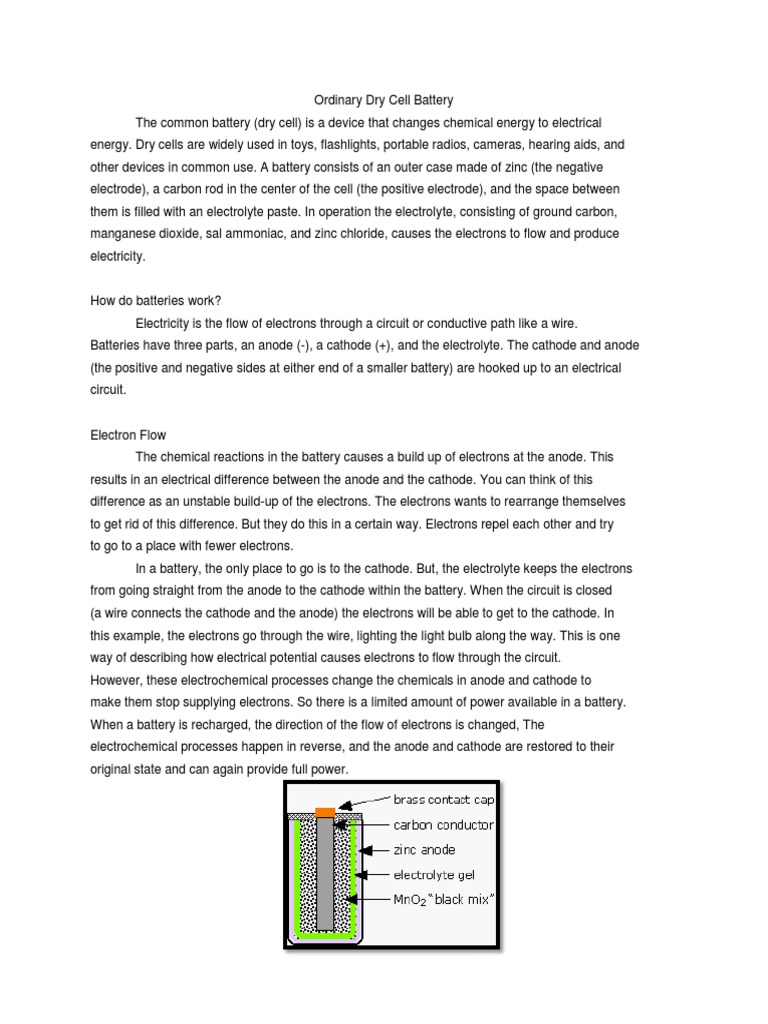 Ordinary Dry Cell Battery | Download Free PDF | Battery (Electricity ...