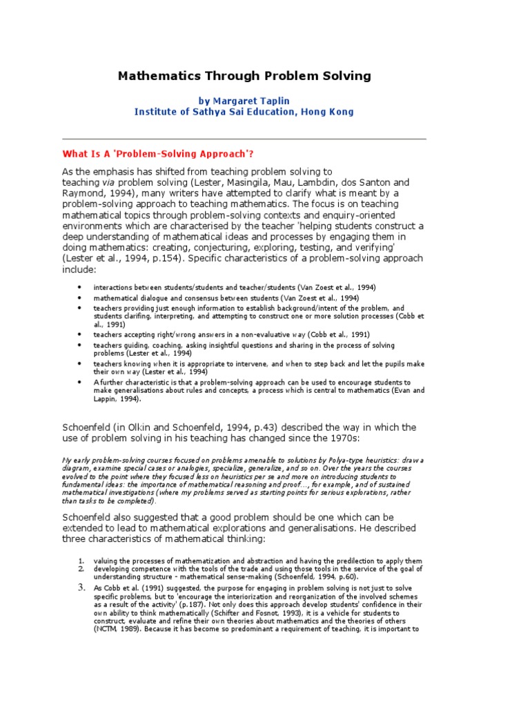 Mathematics Through Problem Solving | PDF | National Council Of Teachers Of Mathematics ...