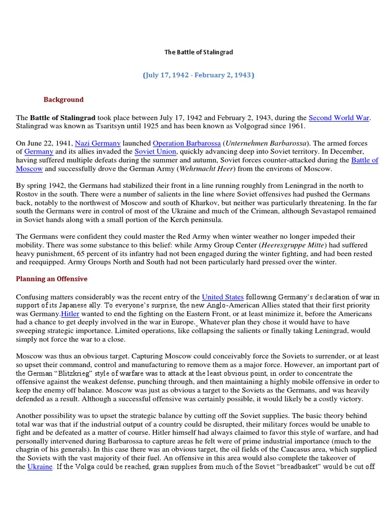 The Battle of Stalingrad | PDF | Battle Of Stalingrad | Prisoner Of War