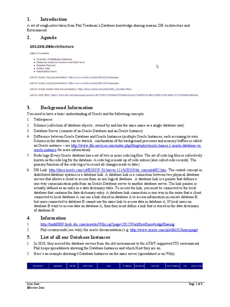 Database Knowledge Sharing | PDF | Oracle Database | Databases