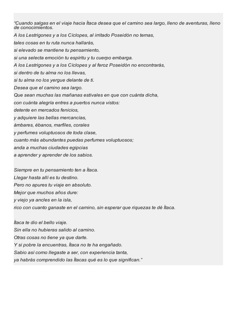 "Ítaca", de Konstantino Kavafis | PDF