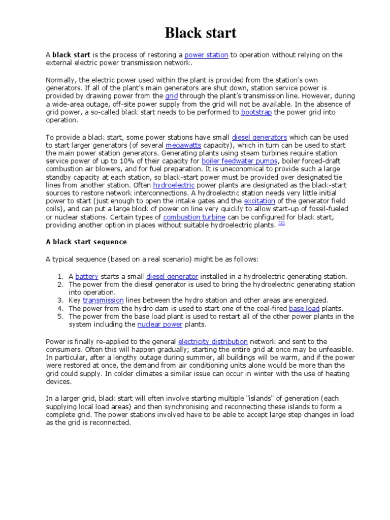 Black Start: Power Station | PDF | Energy Production | Sustainable ...