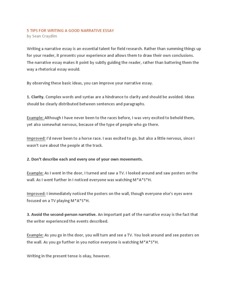 Tips for Writing a Narrative Essay | PDF | Essays | Narrative