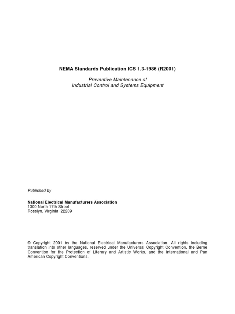 NEMA Standards Publication ICS 1.3-1986 (R2001) : Preventive ...