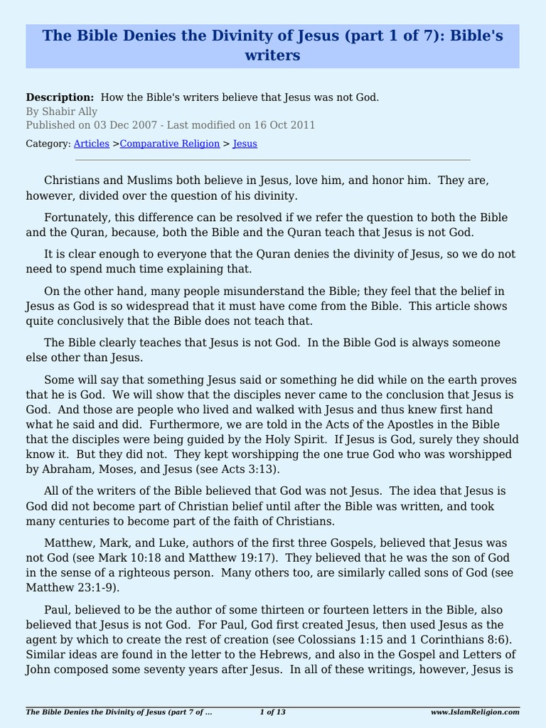The Bible Denies The Divinity of Jesus Complete From Part 1 To 7 662 en ...