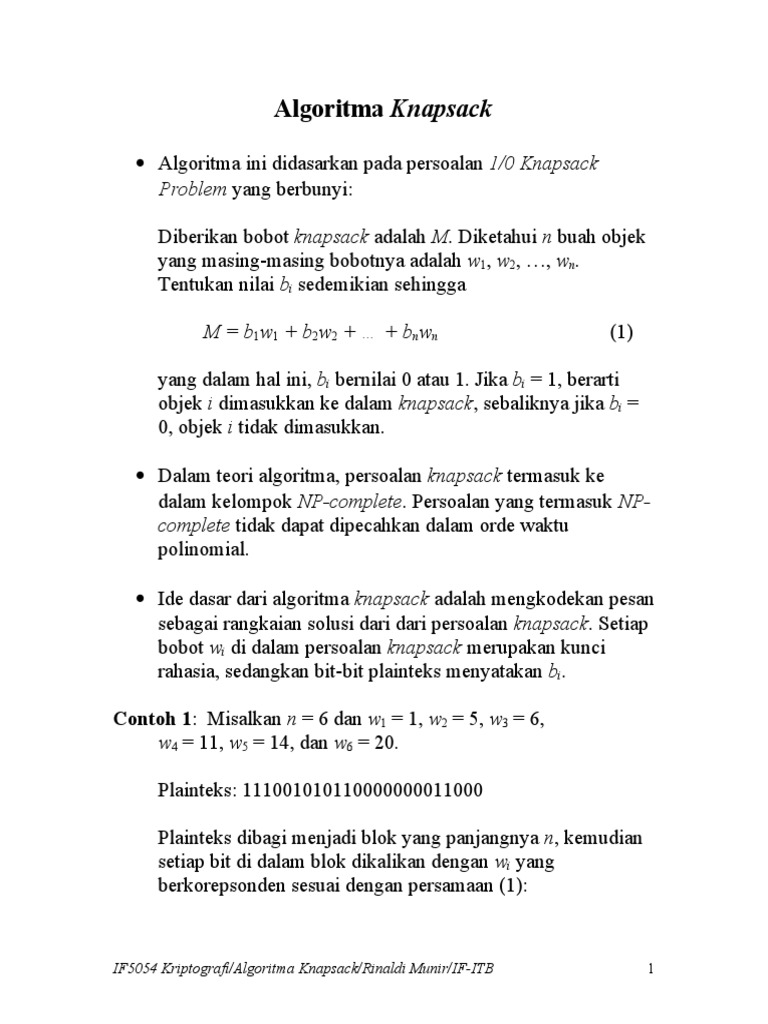 Algoritma Knapsack | PDF
