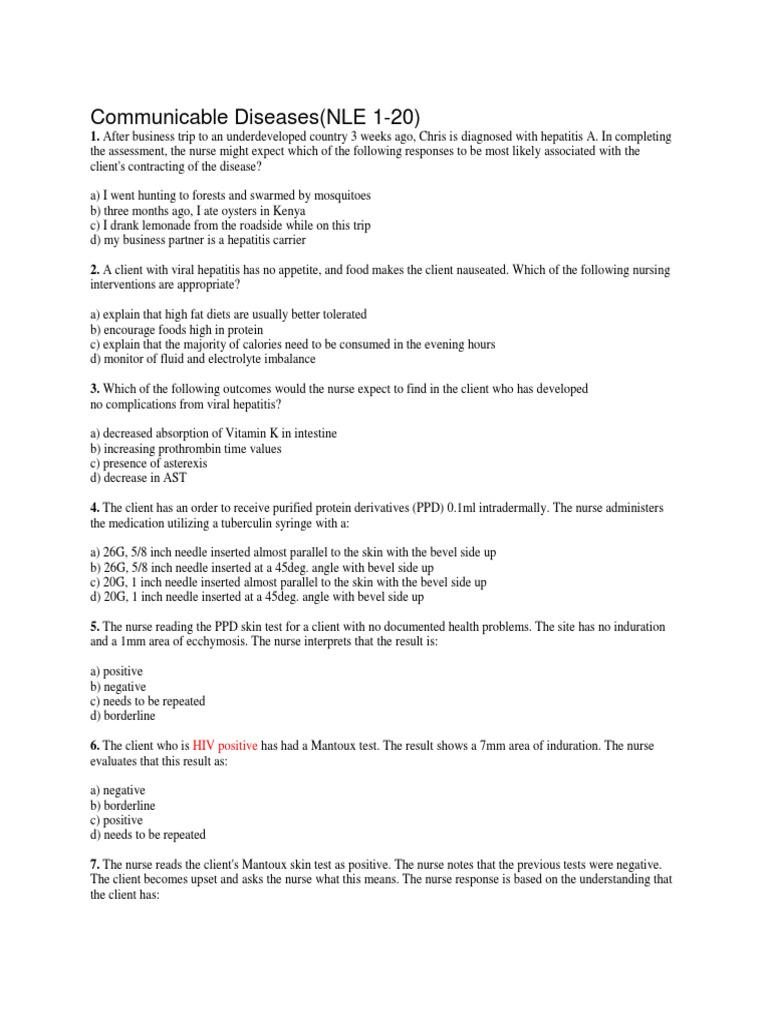 Communicable Diseases PNLE Exam Review | PDF | Tuberculosis | Medical ...