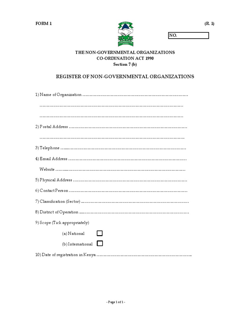 NGO Registration Form 1 Overview | PDF
