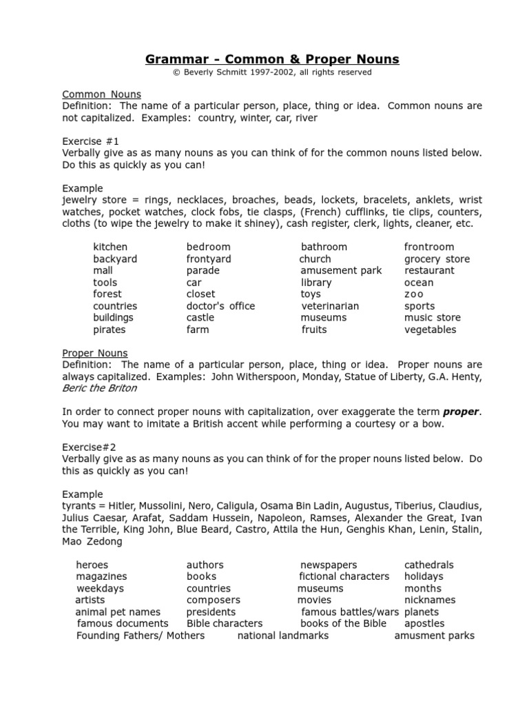 Common & Proper Nouns | PDF
