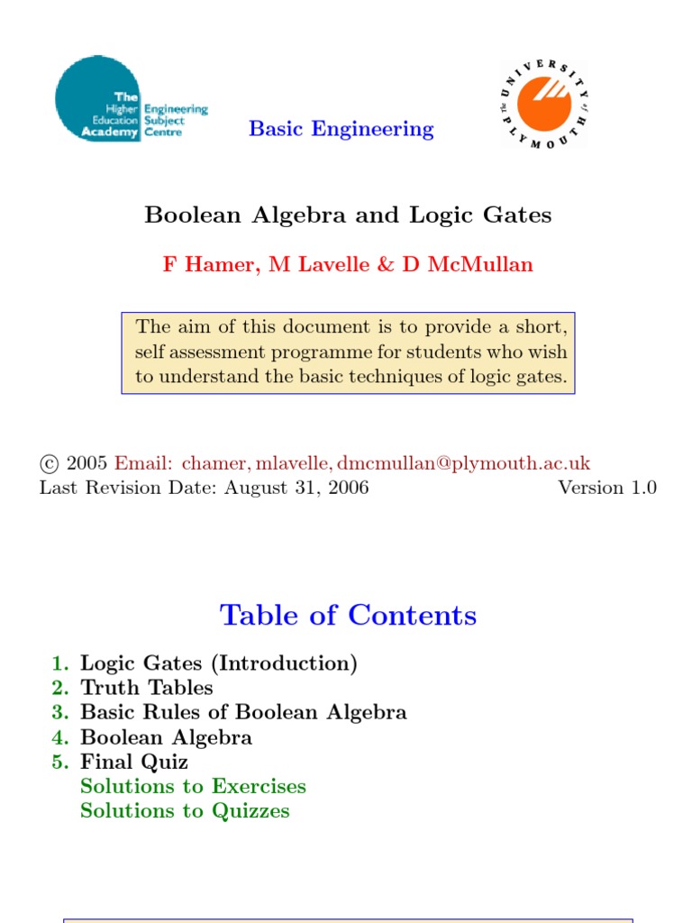 Boolean Algebra | Download Free PDF | Boolean Algebra | Teaching ...