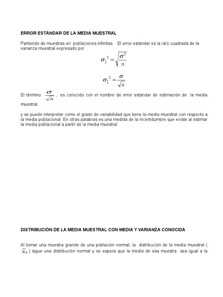 Error Muestral | PDF | Media | Diferencia