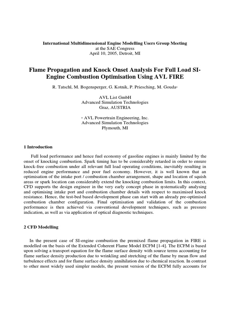 Flame Propagation-CFD Model | PDF | Combustion | Computational Fluid ...