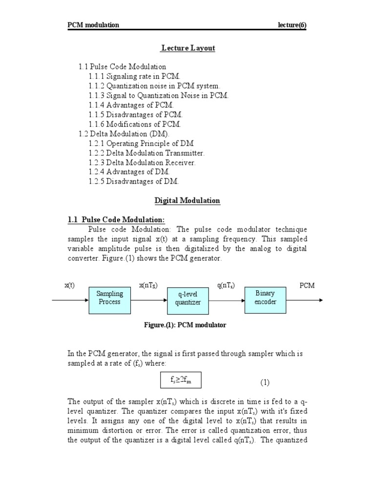 Pulse Code Modulation | PDF | Modulation | Sampling (Signal Processing)