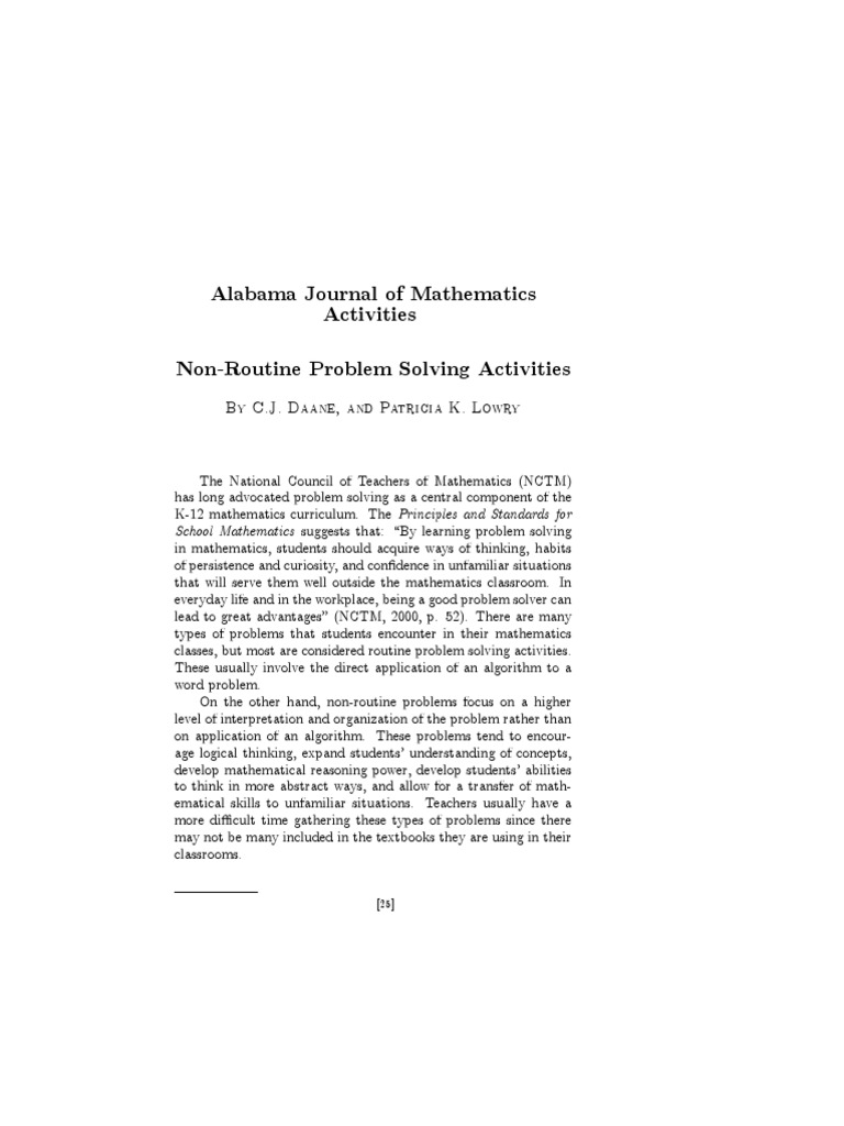 Non Routine Problem | PDF | National Council Of Teachers Of Mathematics ...